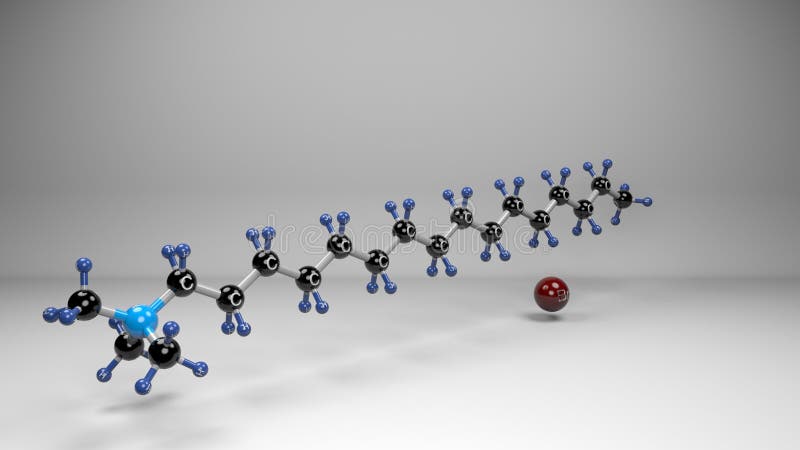 Cetyltrimethylammonium Bromide 3D Render Molecule. Stock Illustration ...