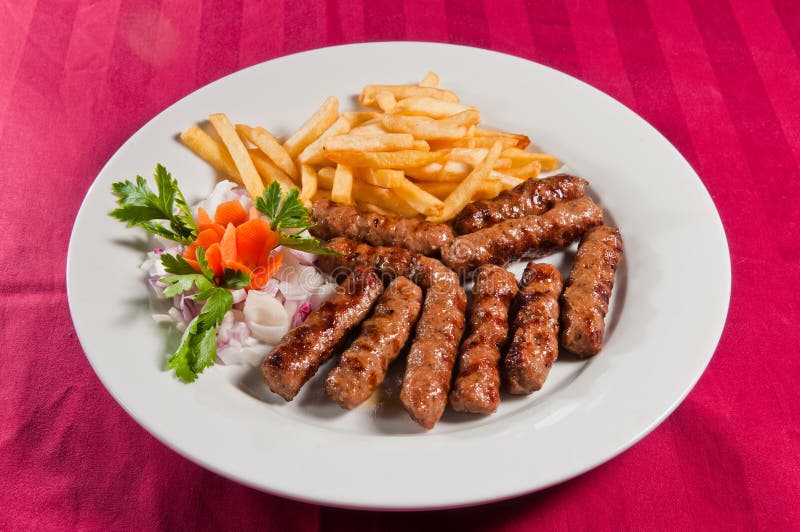 Cevapcici with chips stock photo. Image of fries, beef - 20644008