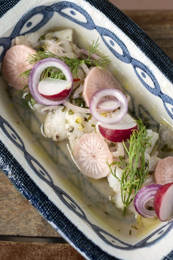 Ceviche Marinated Fish Salad with Vegetables Stock Image - Image of ...