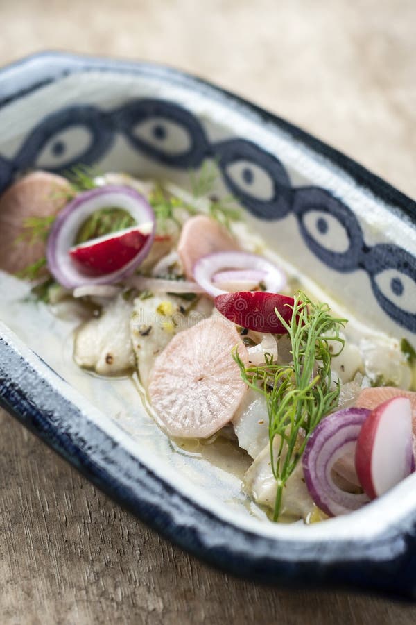 Ceviche Marinated Fish Salad with Vegetables Stock Image - Image of ...