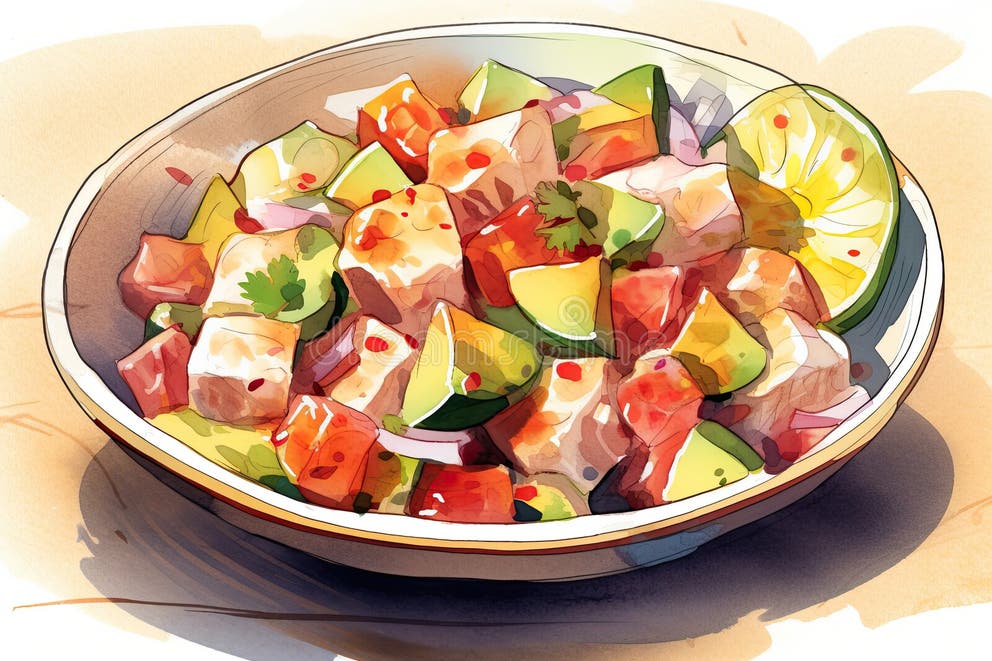 Ceviche from Peru Illustration - Made with Generative AI Tools Stock ...