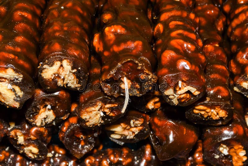 Cevizli Sucuk Made by Dipping a String with Walnuts into a Grape ...