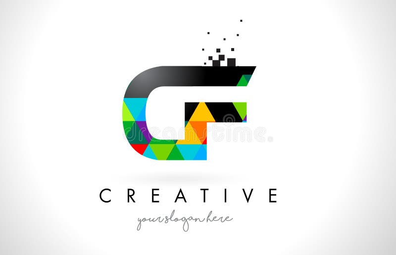 CF C F Letter Logo with Colorful Triangles Texture Design Vector Stock ...