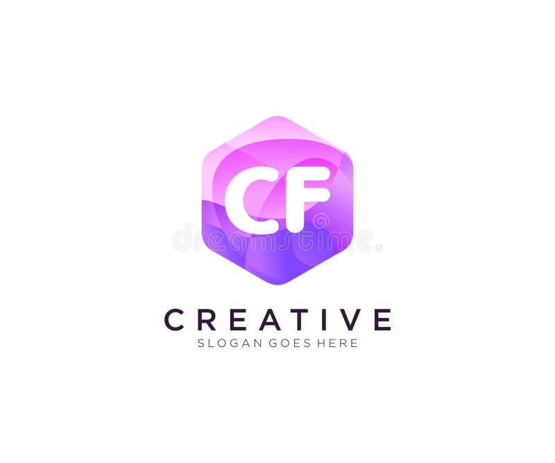 CF Initial Logo with Colorful Hexagon Modern Business Alphabet Logo ...