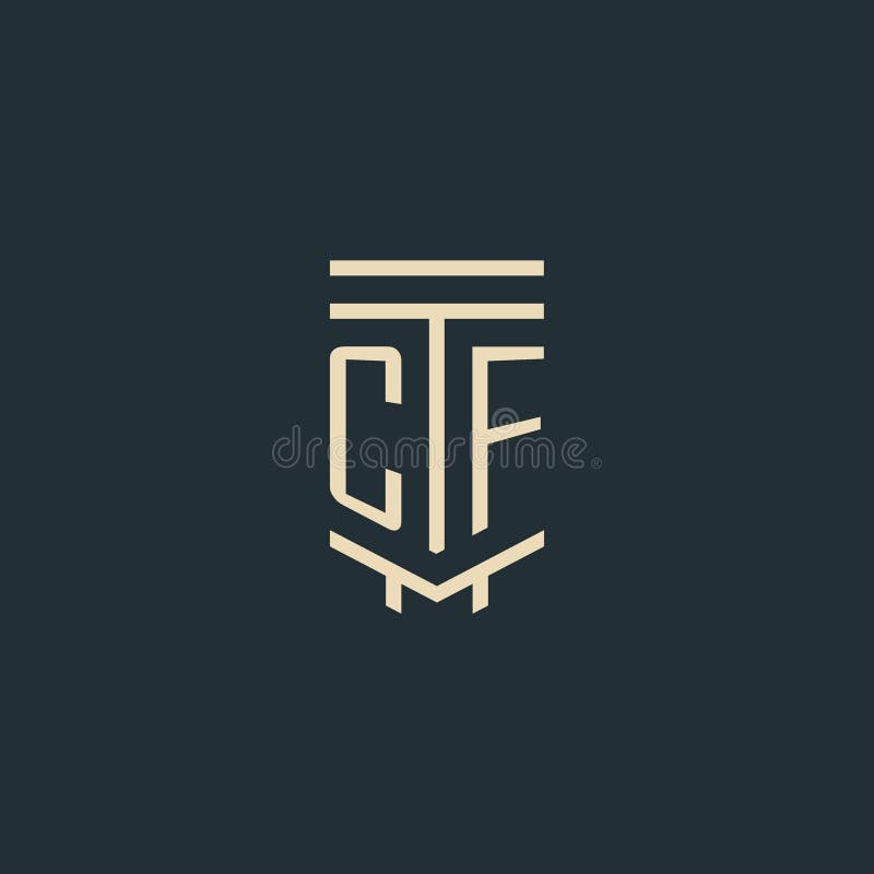 CF Initial Monogram with Simple Line Art Pillar Logo Designs Stock ...