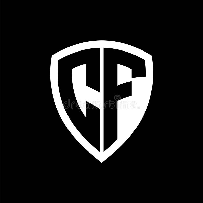 CF Monogram Logo with Bold Letters Shield Shape with Black and White ...