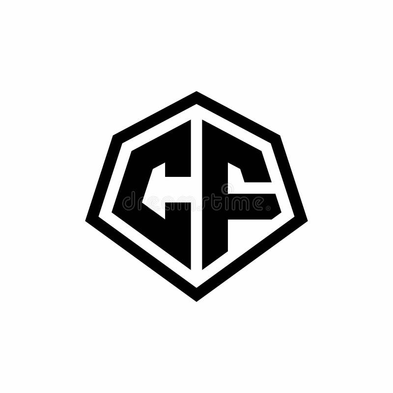 CF Monogram Logo with Hexagon Shape and Line Rounded Style Design ...