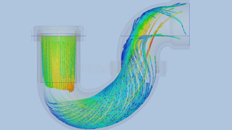 CFD Simulation - Pipeline Branches Airflow Simulation Stock Footage ...