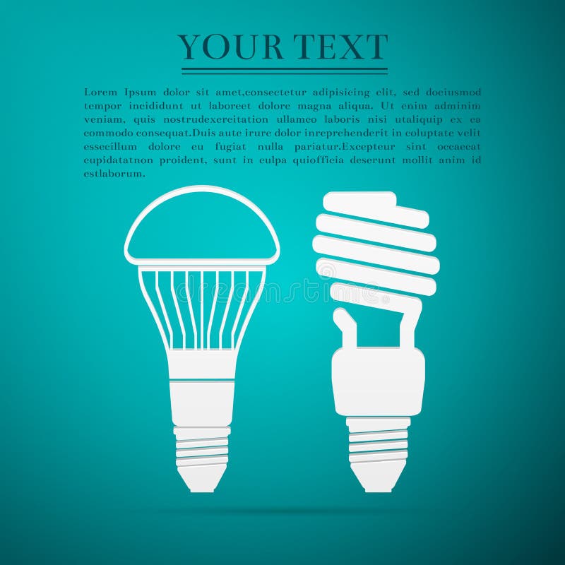 CFL Fluorescent and LED Light Bulbflat Icon on Blue Background Stock ...