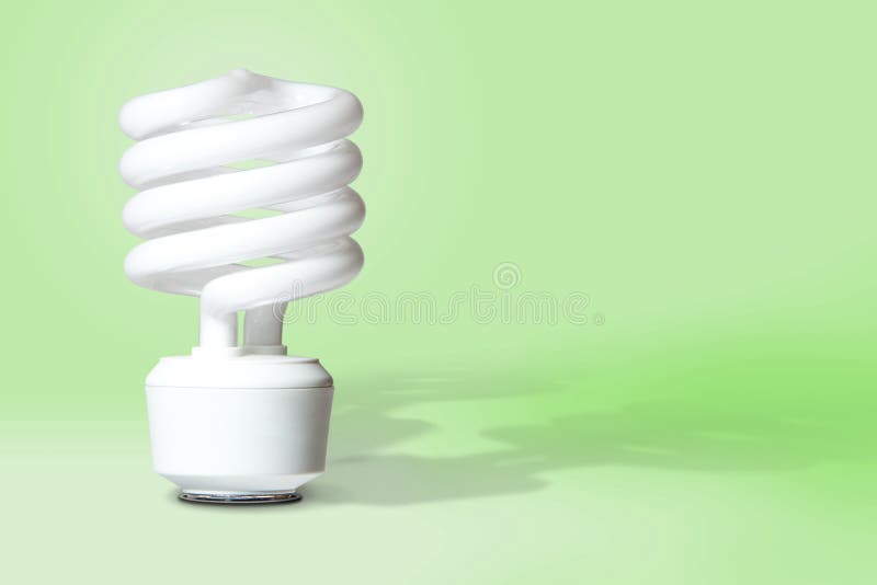 CFL Light Bulb on Green Background Stock Photo - Image of imagination ...