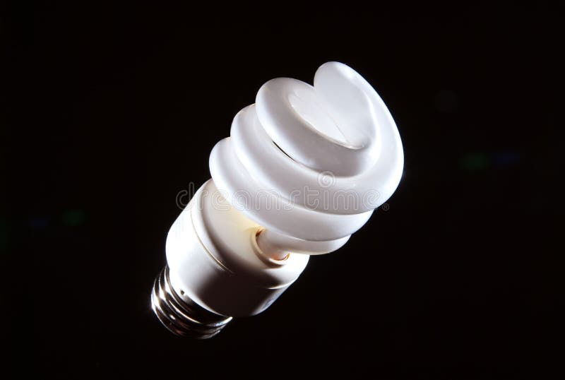Cfl Lightbulb Light on Black Stock Image - Image of conservation ...
