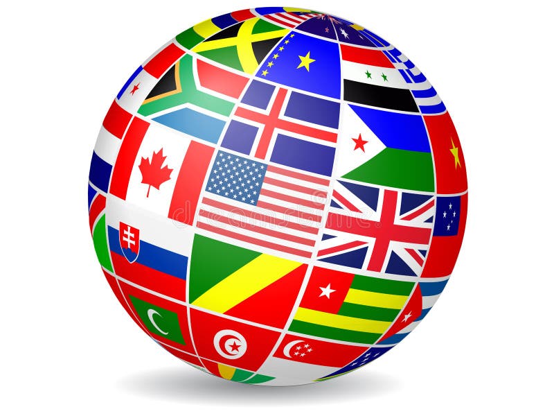 CFloating Globe Covered with World Flags Stock Vector - Illustration of ...