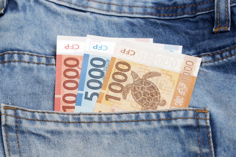 CFP Franc in the Pocket of Blue Jeans Stock Image - Image of economy ...