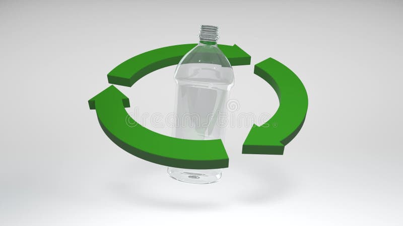 Rotating Plastic Bottle in Front of Moving Recycling Signs. 3d CGI ...