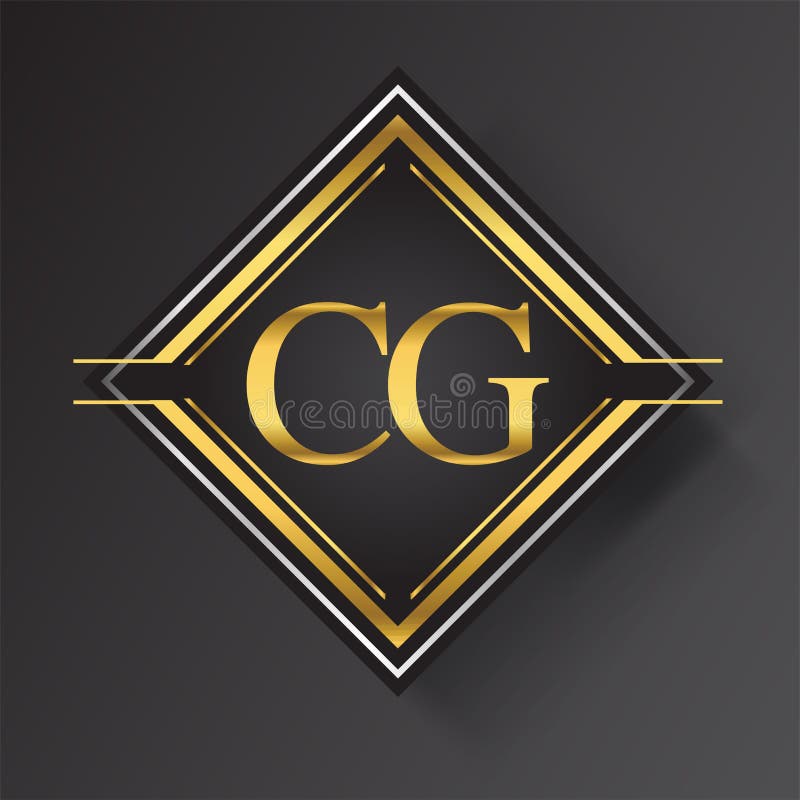 CG Letter Logo in a Square Shape Gold and Silver Colored Geometric ...