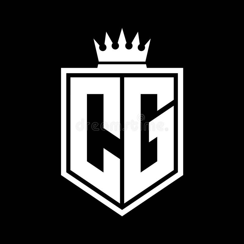 CG Logo Monogram Bold Shield Geometric Shape with Crown Outline Black ...