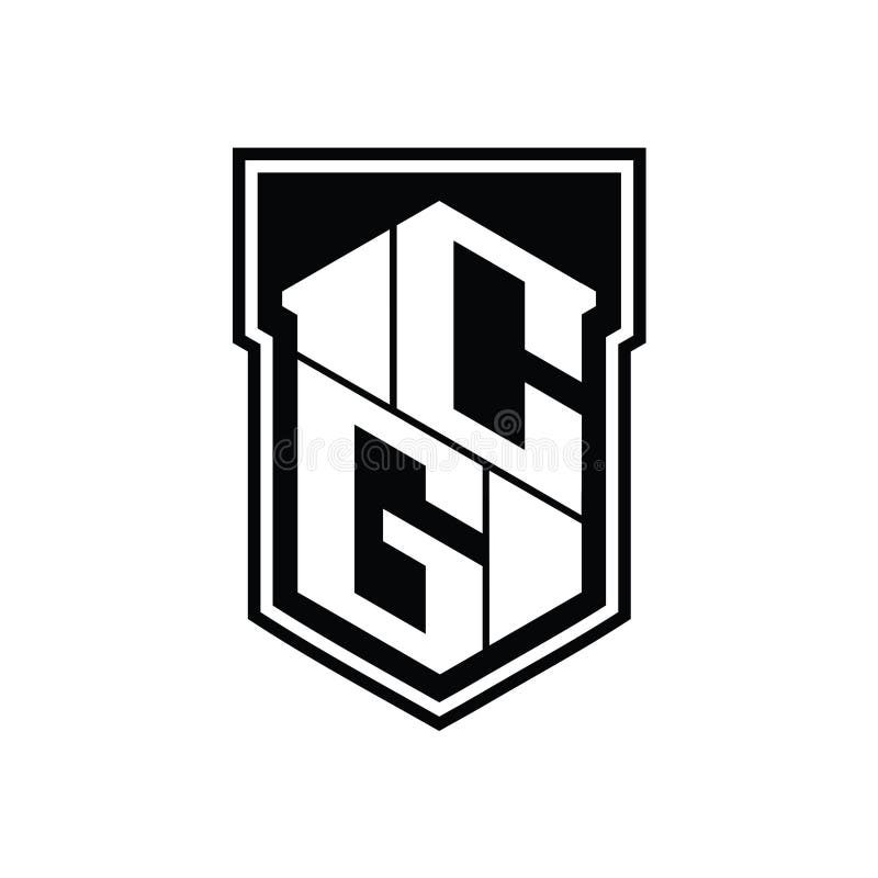 CG Logo Monogram Hexagon Geometric Up and Down Inside Shield Isolated ...