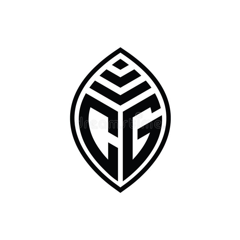 CG Logo Monogram Leaf Shape Isolated Outline Design Template Stock ...