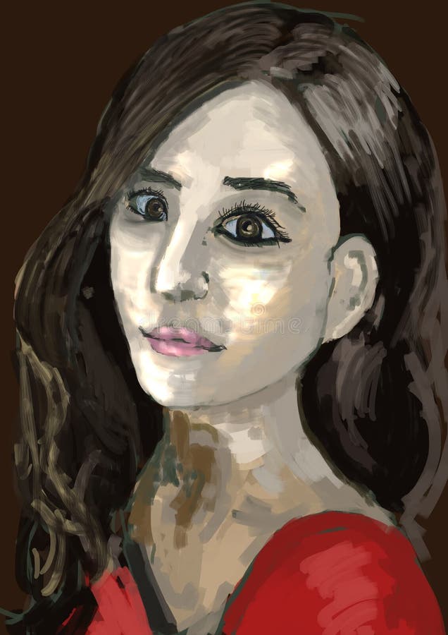 Cg painting girl head stock illustration. Illustration of smile - 41669153