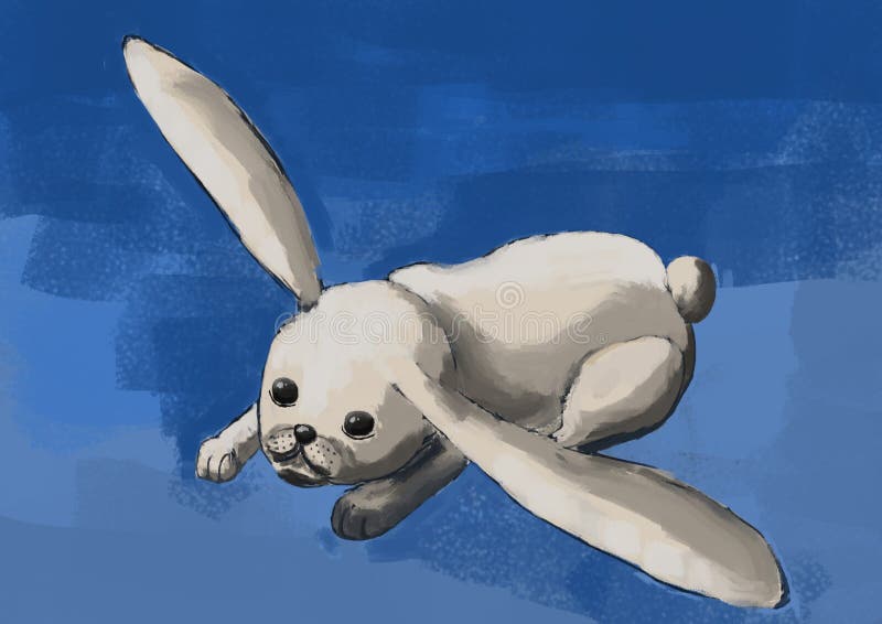 Cg painting rabbit fly stock illustration. Illustration of adorable ...