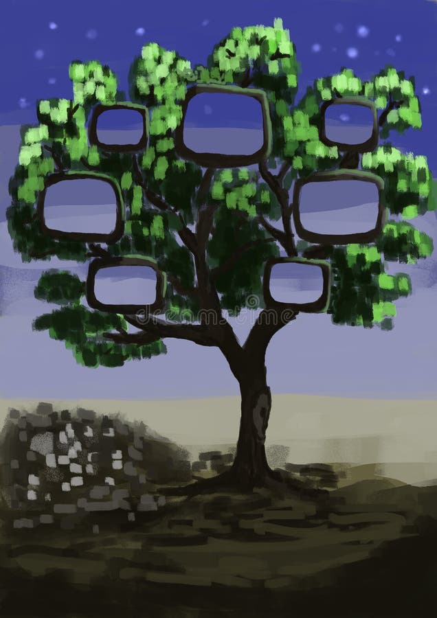 Cg painting tree window stock illustration. Illustration of painting ...