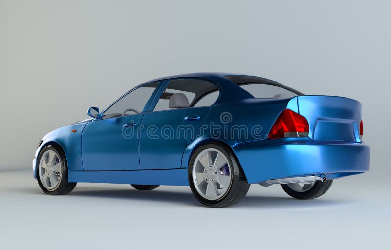 A CG Render of a Generic Luxury Blue Sedan Stock Illustration ...