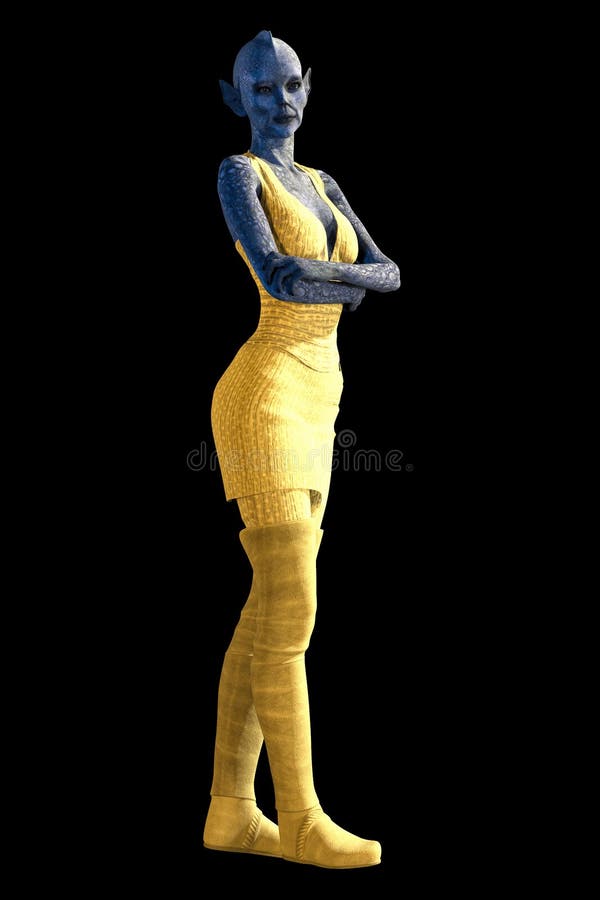 Full Figure Render of an Elegant Alien Woman Stock Illustration ...