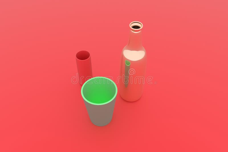 CGI Composition, Concepture Still Life, Bottle & Glass for Design ...