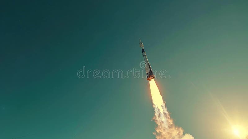 Apollo Style Rocket Traveling High from the Cape Canaveral Launchpad ...