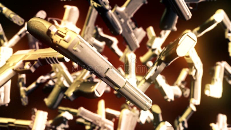 CGI Motion Graphics with Flying Pistols Stock Image - Image of bullet ...