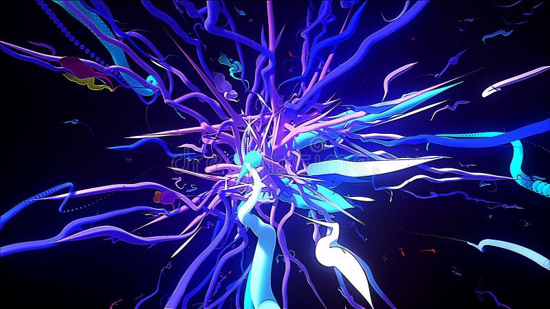 Abstract CGI Motion Graphics with Multicolored Lines Stock Illustration ...