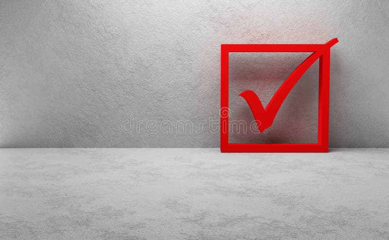 Cgi Render Image of Red Check Mark Stock Illustration - Illustration of ...