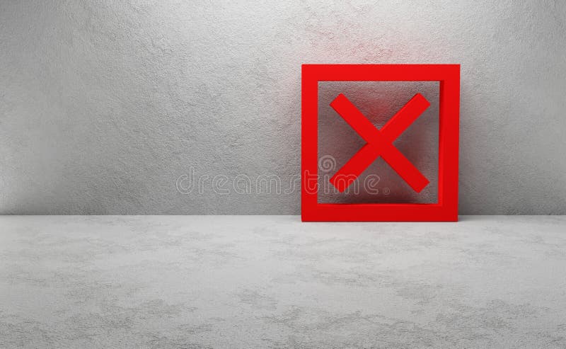 Red Check Mark or Tick Box on a Concrete Wall Stock Illustration ...