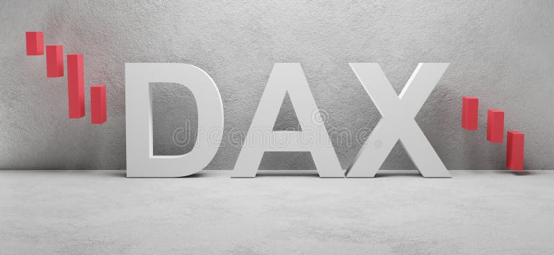 Cgi Render Image of the Word DAX with Red Decreasing Candle Sticks ...