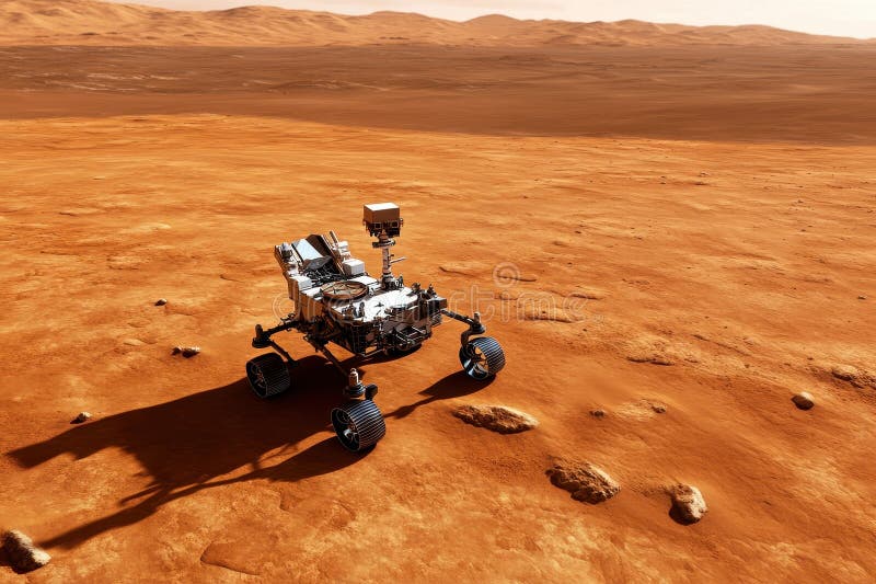 CGI Rendering of Mars Exploration Mission Rover Stock Illustration ...
