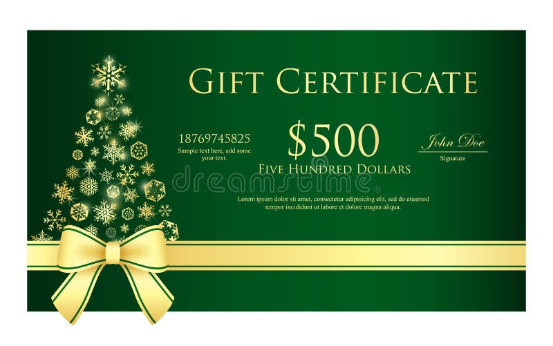 Chèque-cadeaux Verde De La Navidad Con La Navidad Tr Ilustración del ...