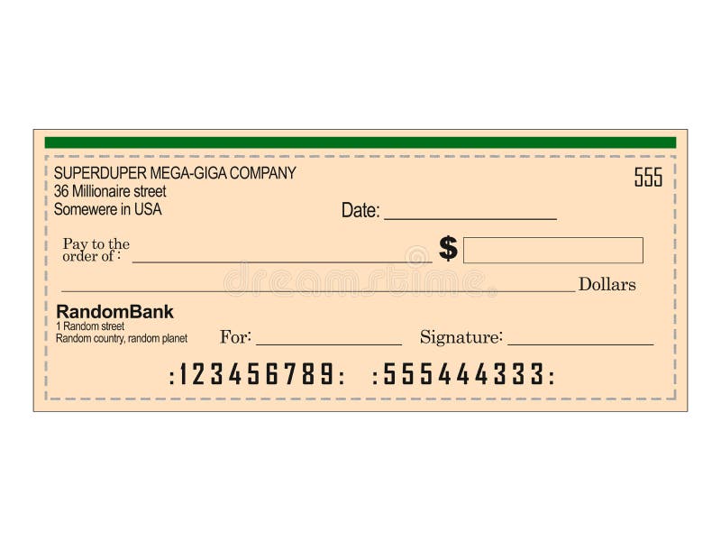 Chèque vide de banque image stock. Illustration du réel - 101024675