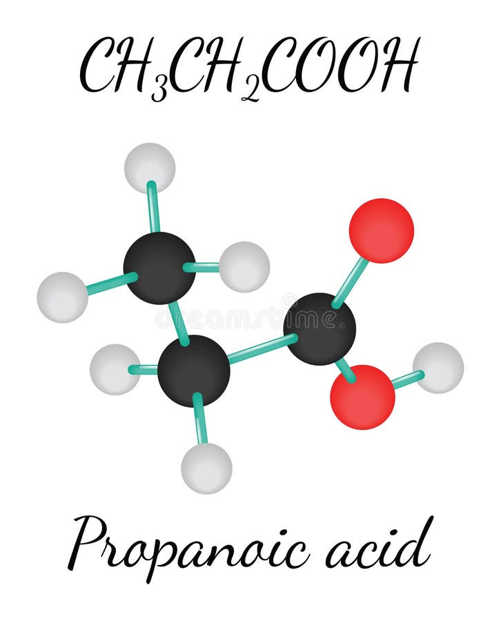 CH3CH2COOH Propanoic Acid Molecule Stock Vector - Illustration of ...