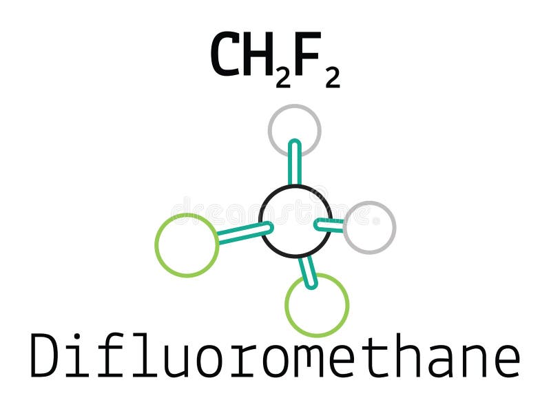 CH2F2 Difluoromethane Molecule Stock Vector - Illustration of science ...