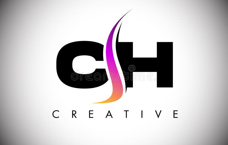 CH Letter Logo Design with Creative Shoosh and Modern Look Stock Vector ...