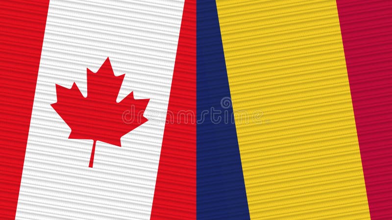 Chad and Canada Flags Together Fabric Texture Illustration Stock Image ...
