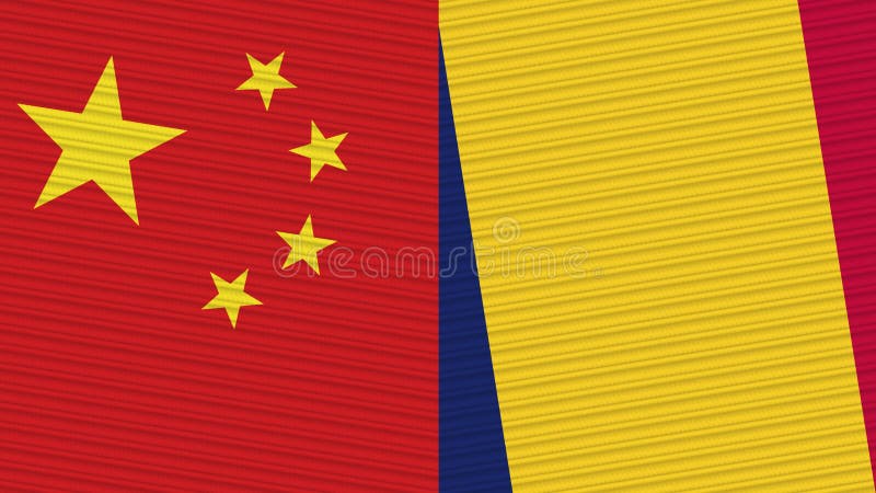 Chad and China Flags Together Fabric Texture Stock Illustration ...