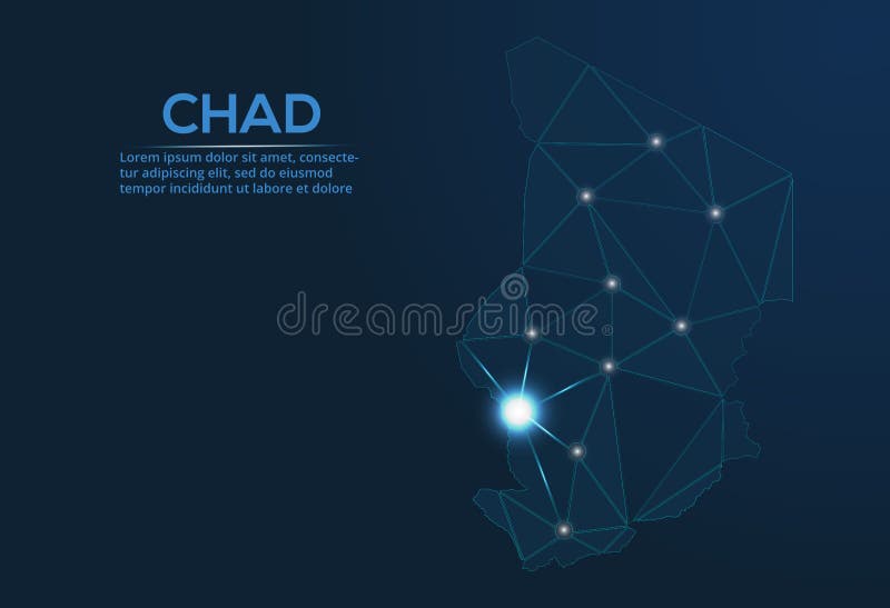 Chad Communication Network Map. Vector Low Poly Image of a Global Map ...