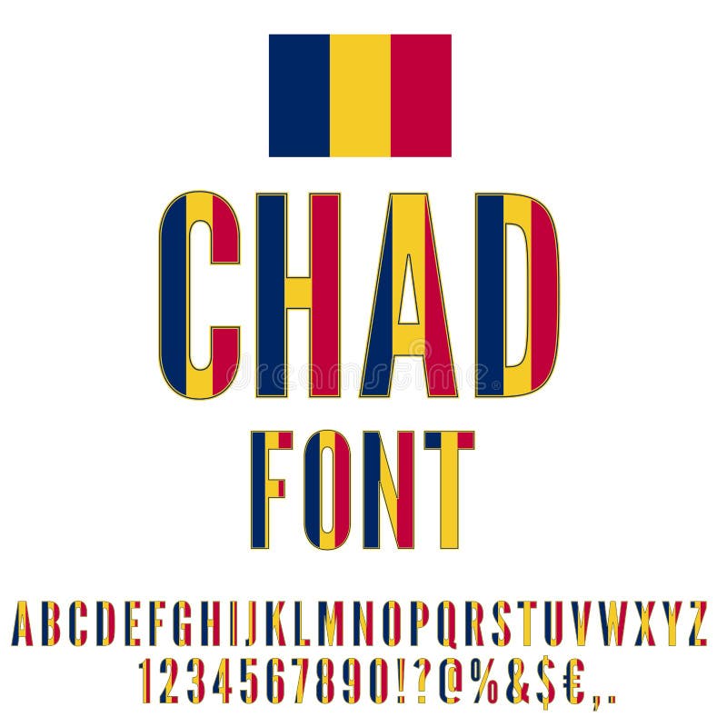 Chad Flag Font illustrazione vettoriale. Illustrazione di illustrazione ...
