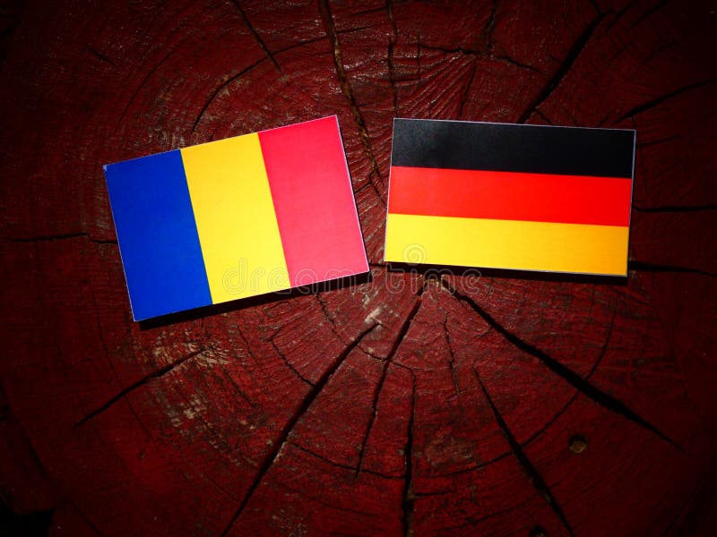 Chad Flag with German Flag on a Tree Stump Stock Photo - Image of ...