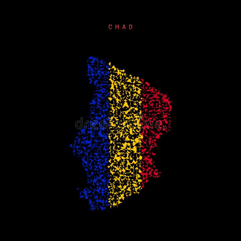 Chad Flag Map, Chaotic Particles Pattern in the Chadian Flag Colors ...