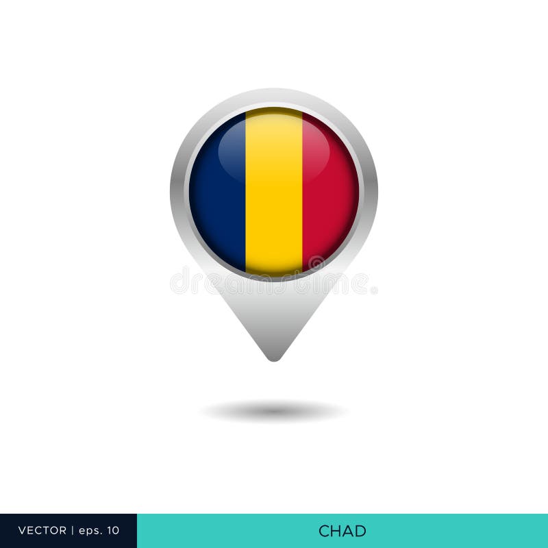 Chad Flag Map Pin Vector Design Template. Stock Vector - Illustration ...