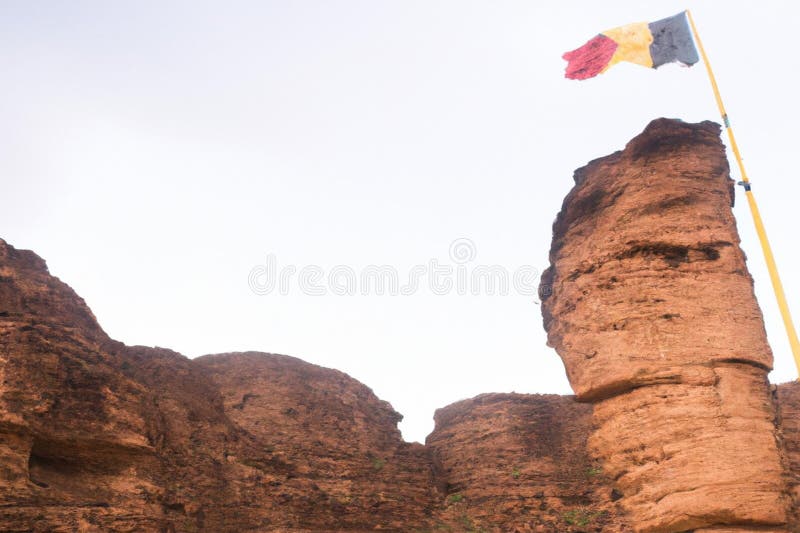 Chad Flag in Red Rock Landscape Stock Illustration - Illustration of ...
