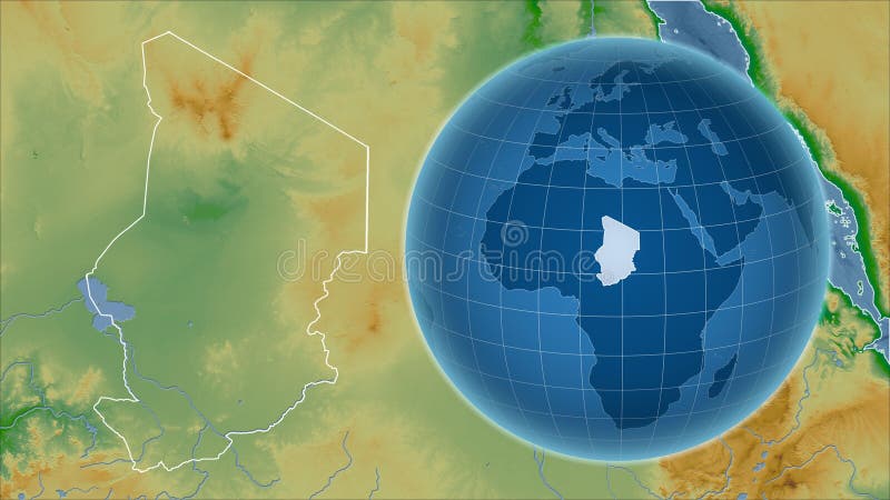 Chad - Physical. Country and Globe, Composition Stock Illustration ...