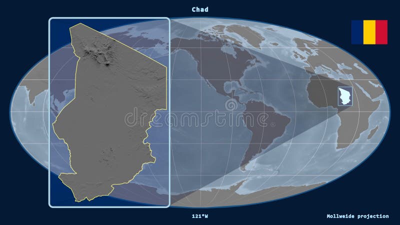 Chad - Grayscale. Mollweide, Left Stock Illustration - Illustration of ...